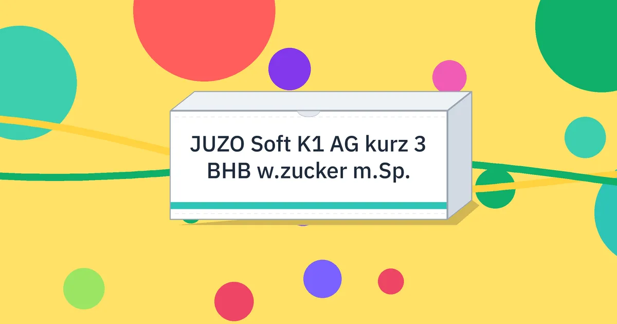 Symbolbild: Packung mit der Aufschrift JUZO Soft K1 AG kurz 3 BHB w.zucker m.Sp. (PZN 14837859) – Verfügbarkeit und Bezug in Apotheken in Frankfurt am Main