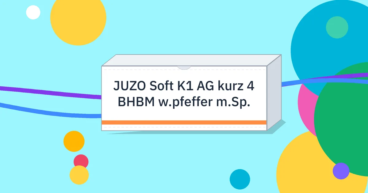 Symbolbild: Packung mit der Aufschrift JUZO Soft K1 AG kurz 4 BHBM w.pfeffer m.Sp. (PZN 14863360) – Verfügbarkeit und Bezug in Apotheken in Frankfurt am Main