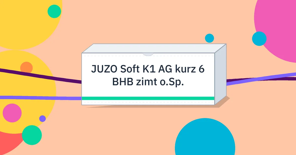 Symbolbild: Packung mit der Aufschrift JUZO Soft K1 AG kurz 6 BHB zimt o.Sp. (PZN 14822800) – Verfügbarkeit und Bezug in Apotheken in Frankfurt am Main