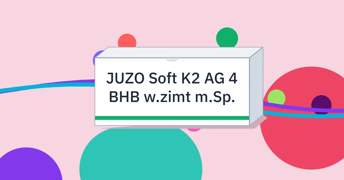 Symbolbild: Packung mit der Aufschrift JUZO Soft K2 AG 4 BHB w.zimt m.Sp. (PZN 14840643) – Verfügbarkeit und Bezug in Apotheken in Frankfurt am Main
