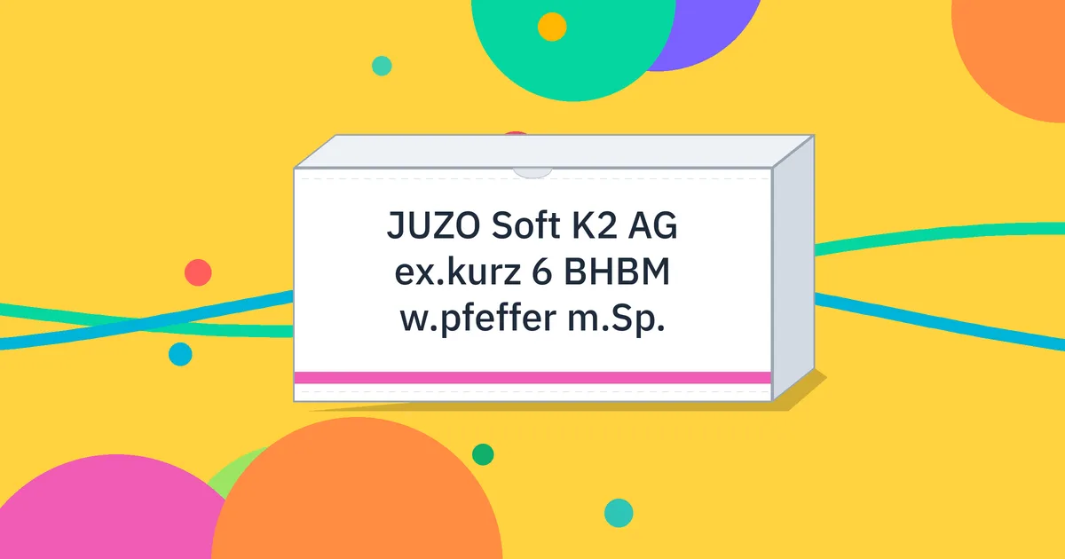 Symbolbild: Packung mit der Aufschrift JUZO Soft K2 AG ex.kurz 6 BHBM w.pfeffer m.Sp. (PZN 14868015) – Verfügbarkeit und Bezug in Apotheken in Frankfurt am Main