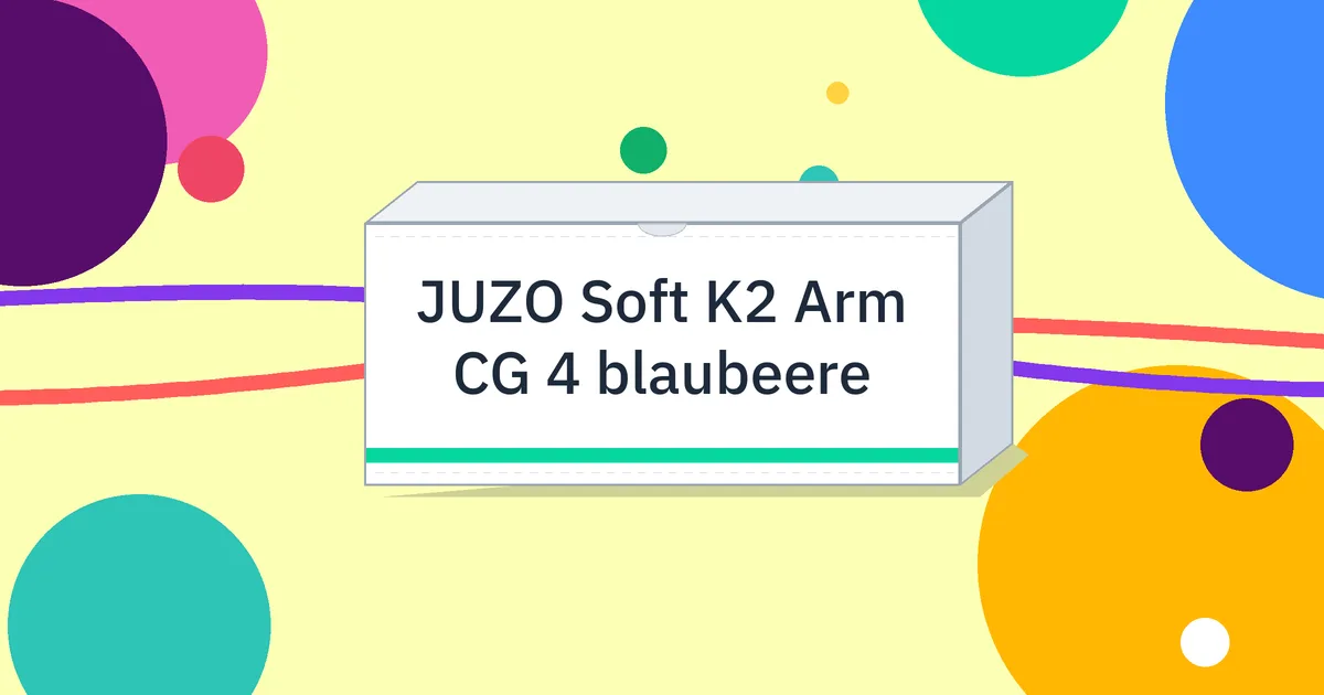 Symbolbild: Packung mit der Aufschrift JUZO Soft K2 Arm CG 4 blaubeere (PZN 15512220) – Verfügbarkeit und Bezug in Apotheken in Frankfurt am Main