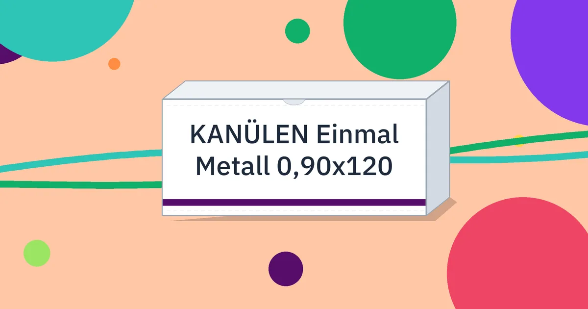 Symbolbild: Packung mit der Aufschrift KANÜLEN Einmal Metall 0,90x120 (PZN 01964906) – Verfügbarkeit und Bezug in Apotheken in Frankfurt am Main