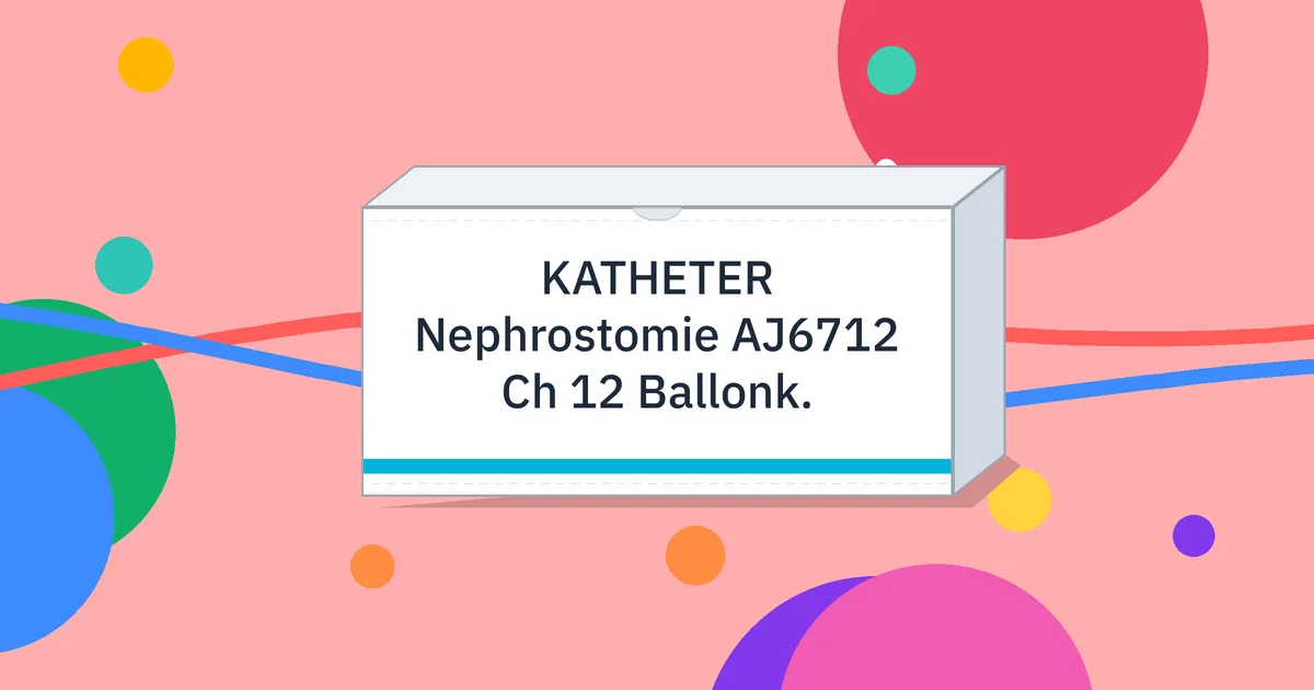 Symbolbild: Packung mit der Aufschrift KATHETER Nephrostomie AJ6712 Ch 12 Ballonk. (PZN 00155062) – Verfügbarkeit und Bezug in Apotheken in Frankfurt am Main