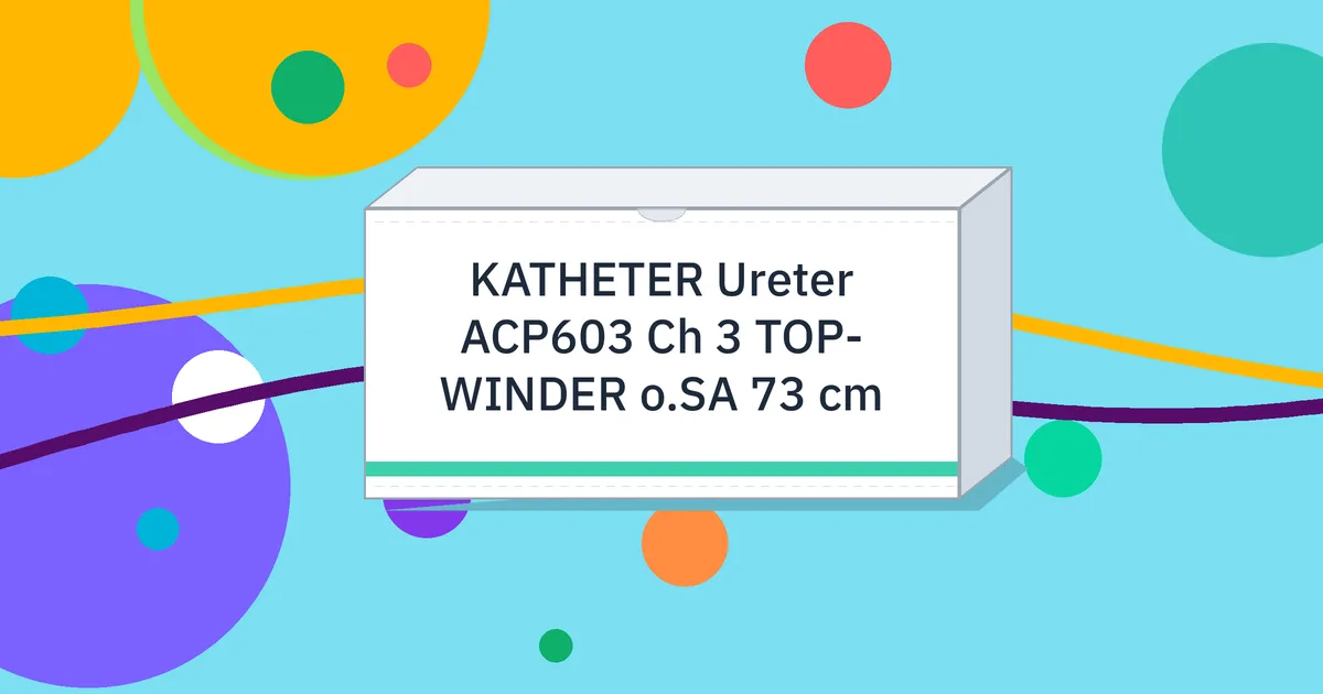 Symbolbild: Packung mit der Aufschrift KATHETER Ureter ACP603 Ch 3 TOP-WINDER o.SA 73 cm (PZN 00752740) – Verfügbarkeit und Bezug in Apotheken in Frankfurt am Main