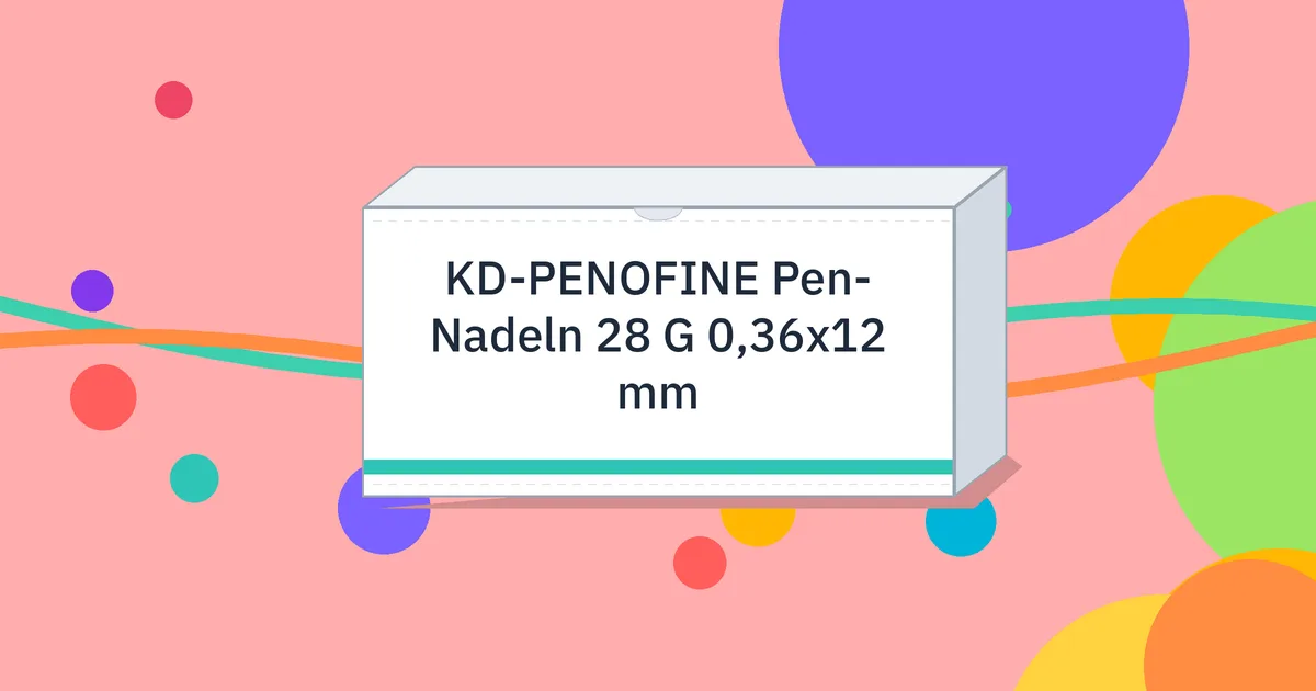 Symbolbild: Packung mit der Aufschrift KD-PENOFINE Pen-Nadeln 28 G 0,36x12 mm (PZN 20377698) – Verfügbarkeit und Bezug in Apotheken in Frankfurt am Main