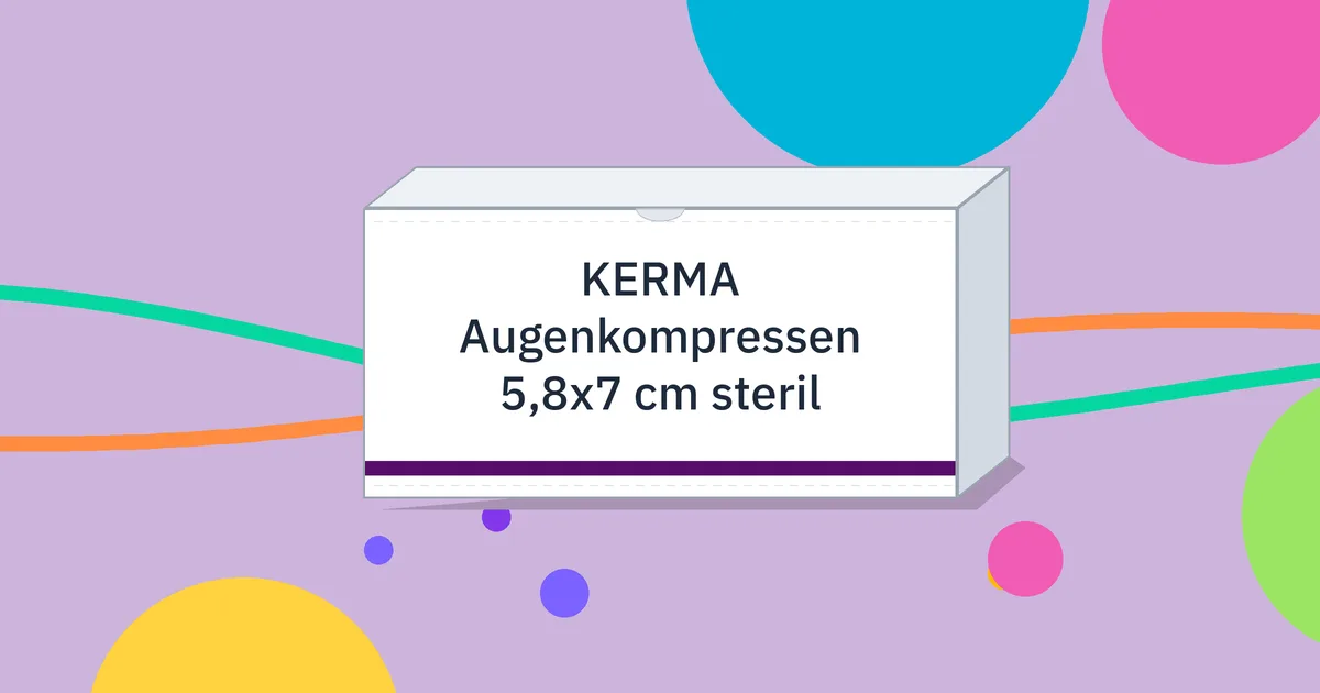 Symbolbild: Packung mit der Aufschrift KERMA Augenkompressen 5,8x7 cm steril (PZN 12551395) – Verfügbarkeit und Bezug in Apotheken in Frankfurt am Main