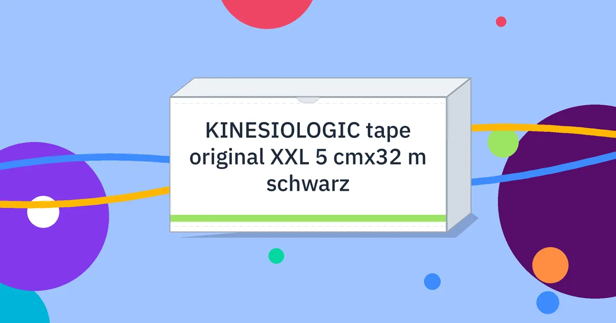 Symbolbild: Packung mit der Aufschrift KINESIOLOGIC tape original XXL 5 cmx32 m schwarz (PZN 10144119) – Verfügbarkeit und Bezug in Apotheken in Frankfurt am Main