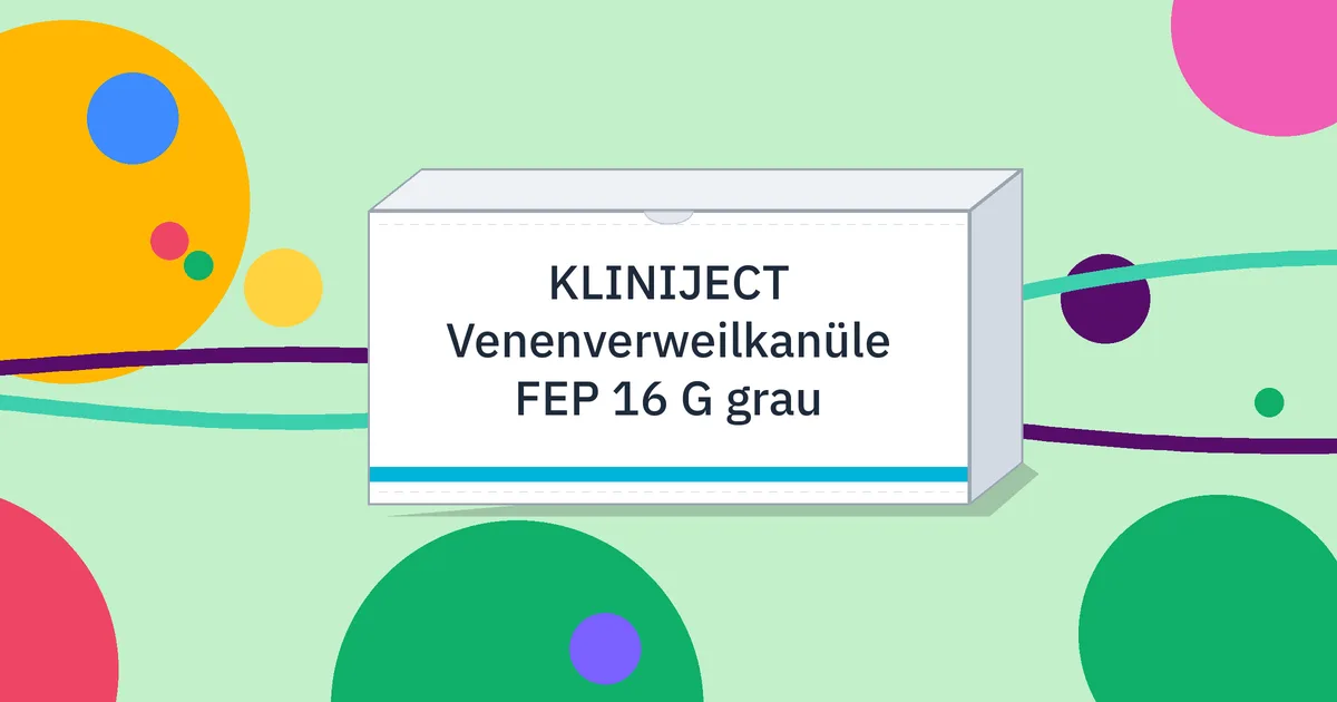 Symbolbild: Packung mit der Aufschrift KLINIJECT Venenverweilkanüle FEP 16 G grau (PZN 00367798) – Verfügbarkeit und Bezug in Apotheken in Frankfurt am Main