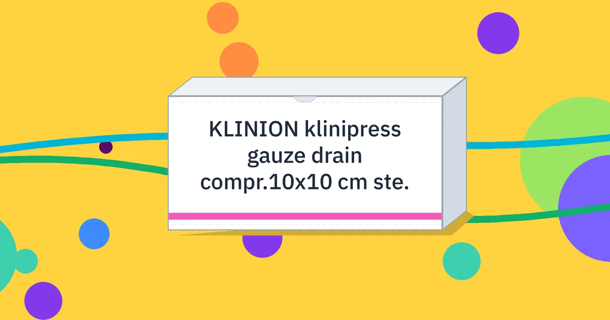 Symbolbild: Packung mit der Aufschrift KLINION klinipress gauze drain compr.10x10 cm ste. (PZN 19520794) – Verfügbarkeit und Bezug in Apotheken in Frankfurt am Main
