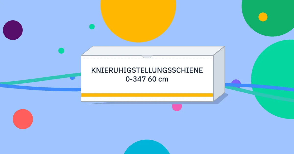 Symbolbild: Packung mit der Aufschrift KNIERUHIGSTELLUNGSSCHIENE 0-347 60 cm (PZN 10167528) – Verfügbarkeit und Bezug in Apotheken in Frankfurt am Main
