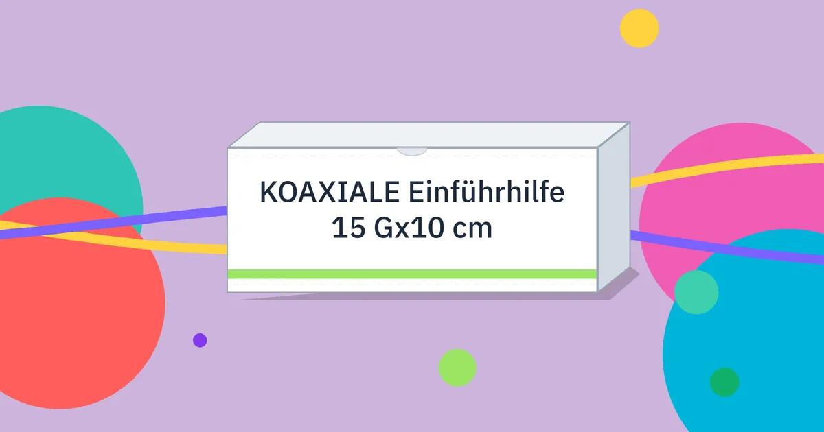Symbolbild: Packung mit der Aufschrift KOAXIALE Einführhilfe 15 Gx10 cm (PZN 18812000) – Verfügbarkeit und Bezug in Apotheken in Frankfurt am Main