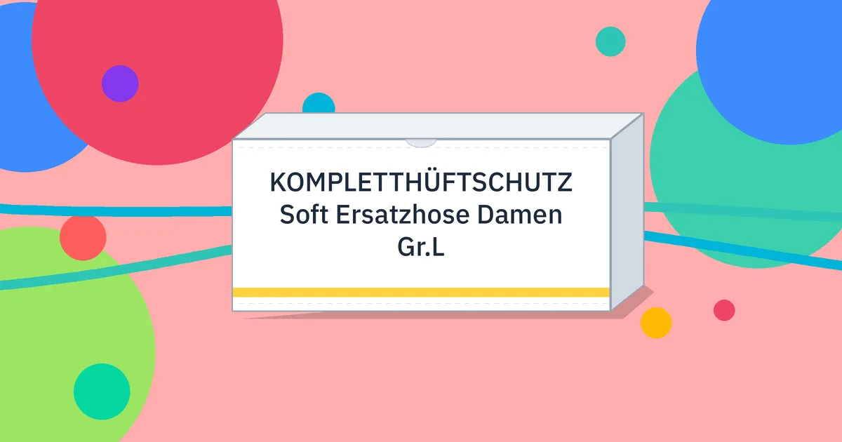 Symbolbild: Packung mit der Aufschrift KOMPLETTHÜFTSCHUTZ Soft Ersatzhose Damen Gr.L (PZN 09372080) – Verfügbarkeit und Bezug in Apotheken in Frankfurt am Main