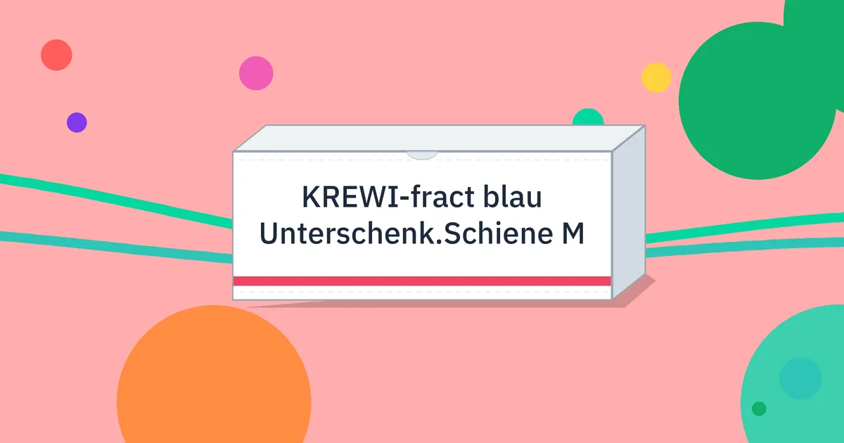 Symbolbild: Packung mit der Aufschrift KREWI-fract blau Unterschenk.Schiene M (PZN 17299948) – Verfügbarkeit und Bezug in Apotheken in Frankfurt am Main