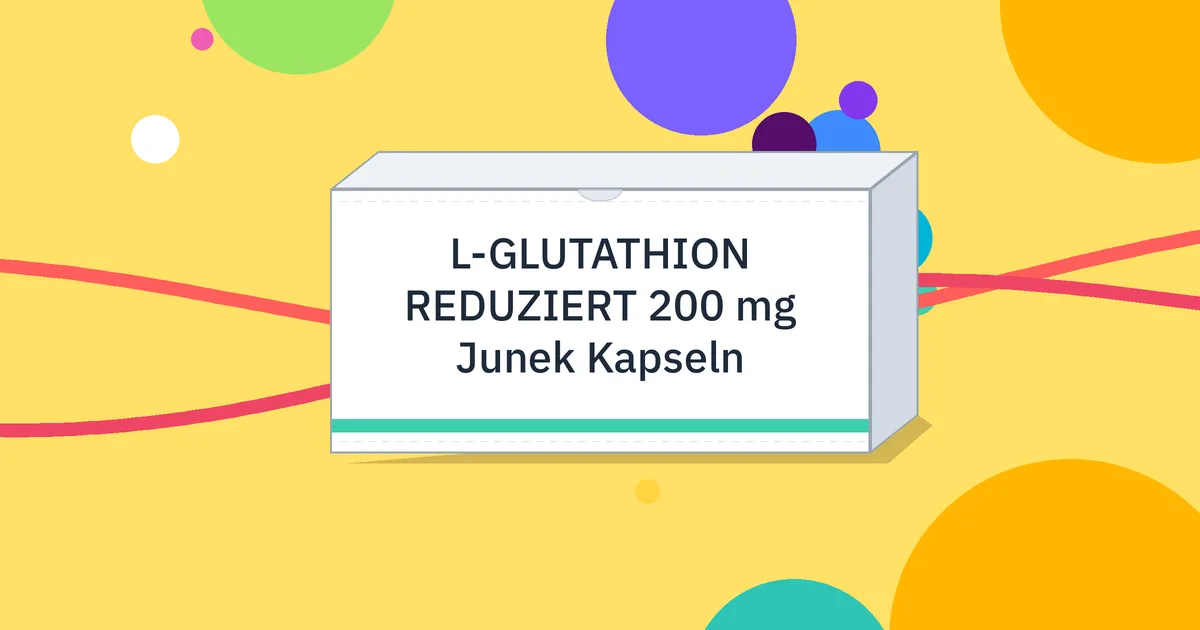 Symbolbild: Packung mit der Aufschrift L-GLUTATHION REDUZIERT 200 mg Junek Kapseln (PZN 09786137) – Verfügbarkeit und Bezug in Apotheken in Frankfurt am Main