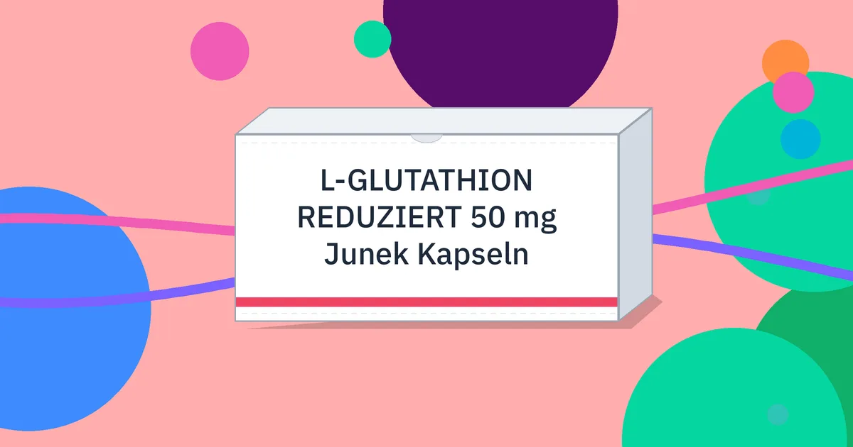 Symbolbild: Packung mit der Aufschrift L-GLUTATHION REDUZIERT 50 mg Junek Kapseln (PZN 09786025) – Verfügbarkeit und Bezug in Apotheken in Frankfurt am Main