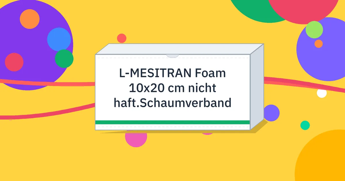 Symbolbild: Packung mit der Aufschrift L-MESITRAN Foam 10x20 cm nicht haft.Schaumverband (PZN 20603516) – Verfügbarkeit und Bezug in Apotheken in Frankfurt am Main