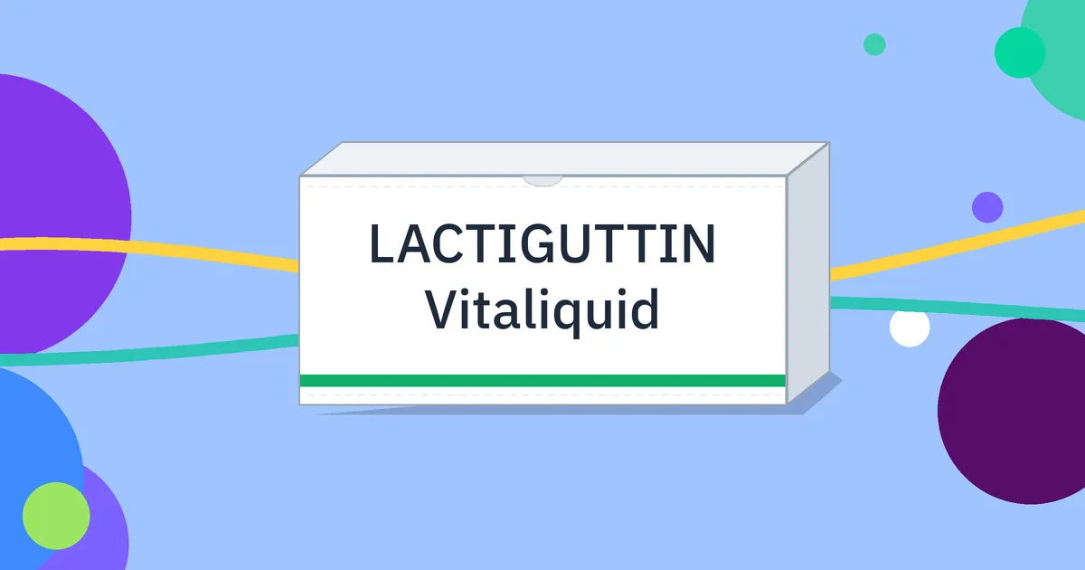 Symbolbild: Packung mit der Aufschrift LACTIGUTTIN Vitaliquid (PZN 19684952) – Verfügbarkeit und Bezug in Apotheken in Frankfurt am Main