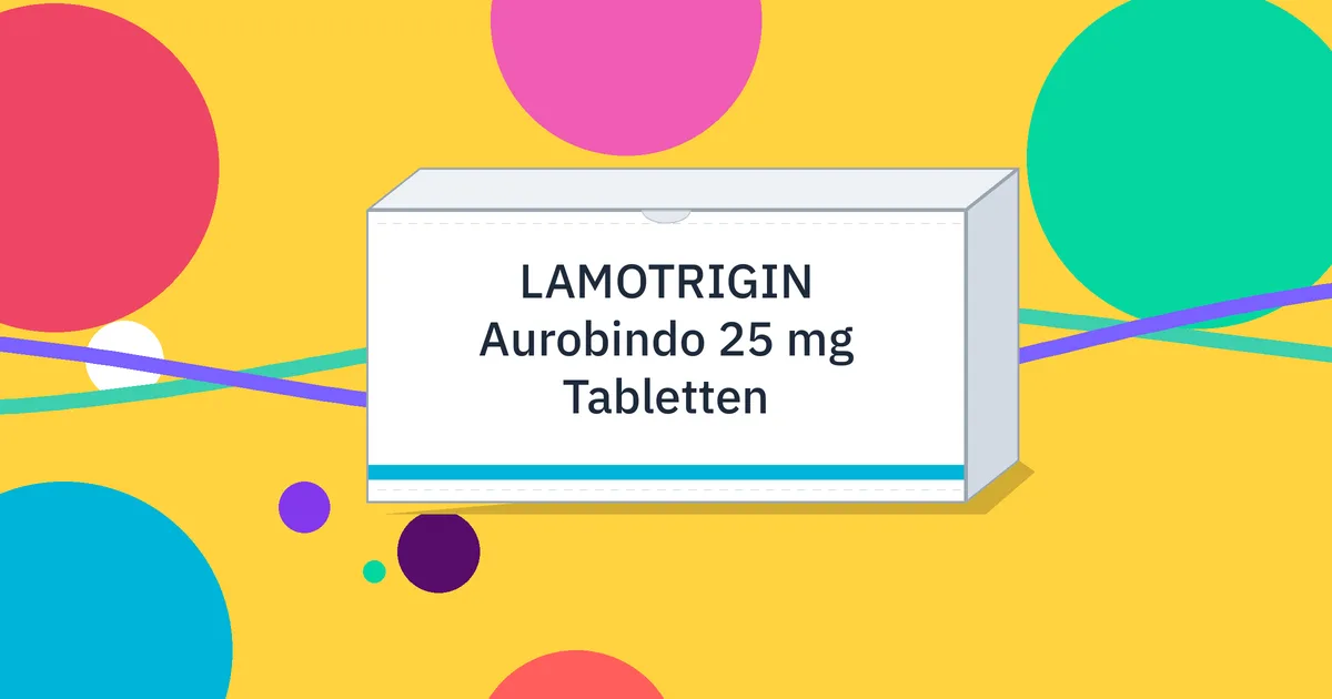 Symbolbild: Packung mit der Aufschrift LAMOTRIGIN Aurobindo 25 mg Tabletten (PZN 07712695) – Verfügbarkeit und Bezug in Apotheken in Frankfurt am Main