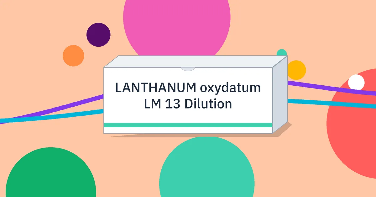 Symbolbild: Packung mit der Aufschrift LANTHANUM oxydatum LM 13 Dilution (PZN 13522220) – Verfügbarkeit und Bezug in Apotheken in Frankfurt am Main