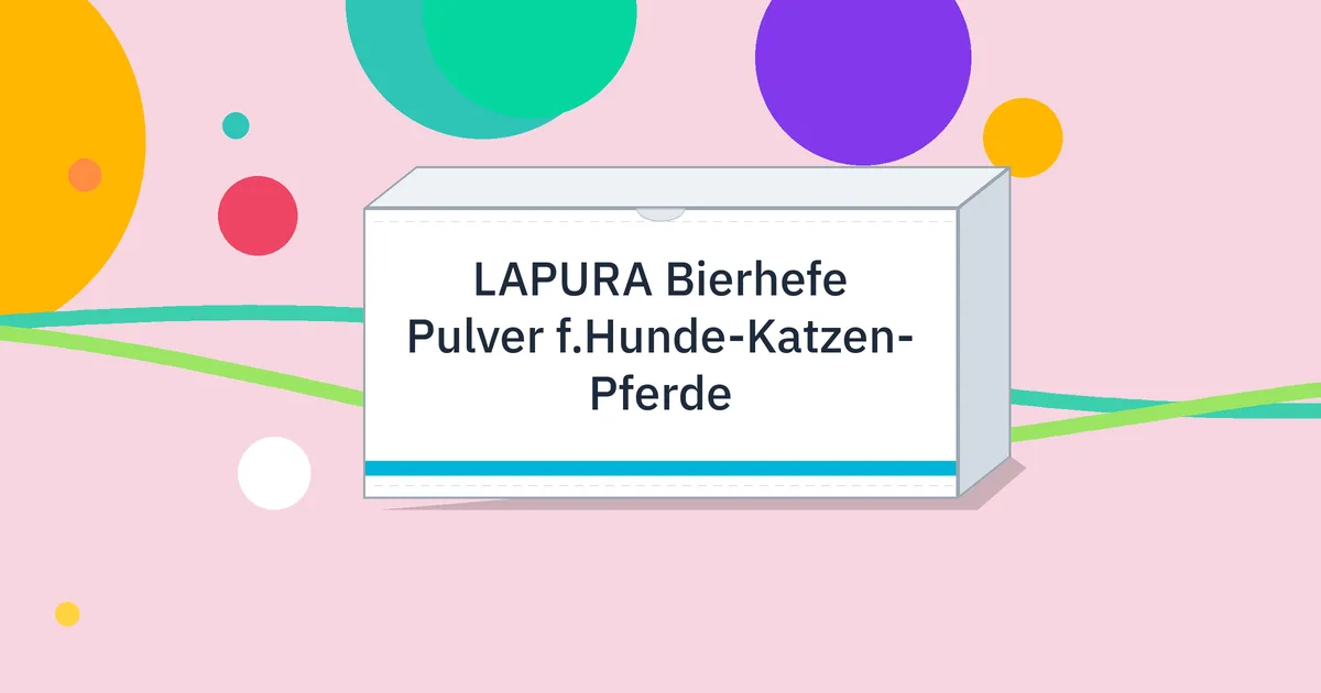 Symbolbild: Packung mit der Aufschrift LAPURA Bierhefe Pulver f.Hunde-Katzen-Pferde (PZN 19081018) – Verfügbarkeit und Bezug in Apotheken in Frankfurt am Main