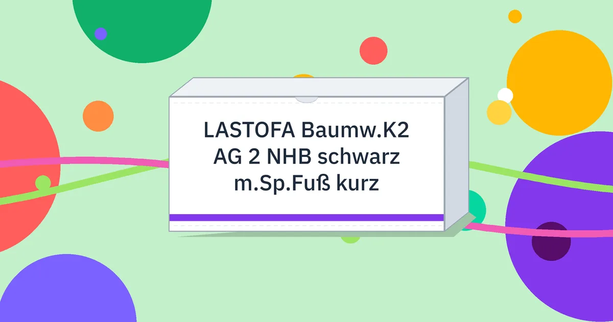 Symbolbild: Packung mit der Aufschrift LASTOFA Baumw.K2 AG 2 NHB schwarz m.Sp.Fuß kurz (PZN 01946908) – Verfügbarkeit und Bezug in Apotheken in Frankfurt am Main