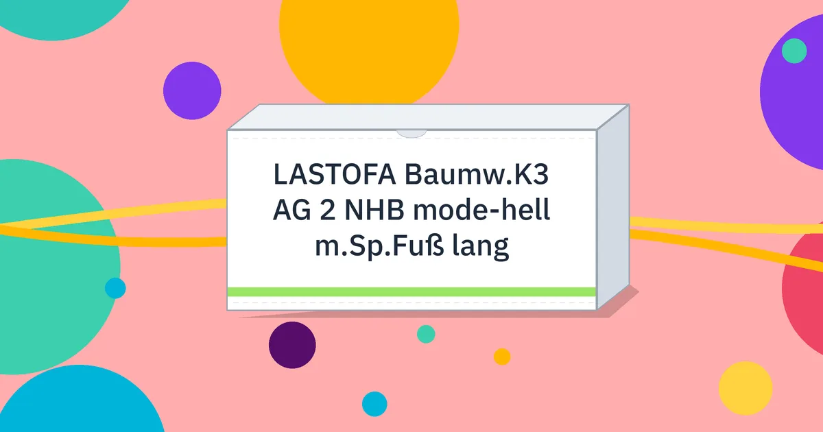 Symbolbild: Packung mit der Aufschrift LASTOFA Baumw.K3 AG 2 NHB mode-hell m.Sp.Fuß lang (PZN 01954121) – Verfügbarkeit und Bezug in Apotheken in Frankfurt am Main