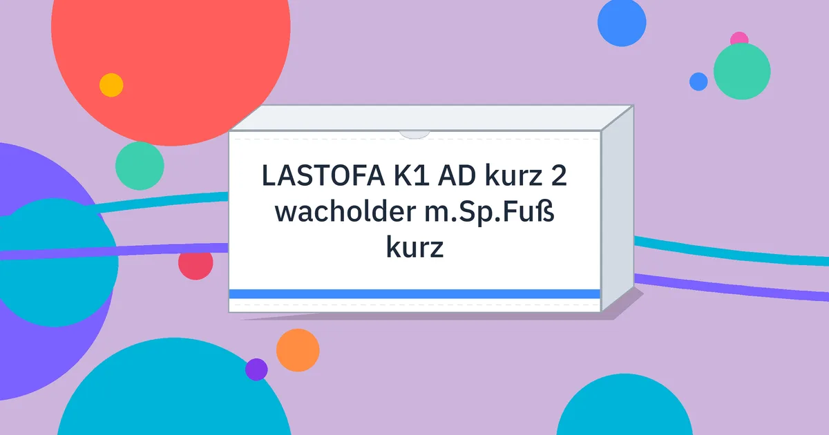Symbolbild: Packung mit der Aufschrift LASTOFA K1 AD kurz 2 wacholder m.Sp.Fuß kurz (PZN 13786723) – Verfügbarkeit und Bezug in Apotheken in Frankfurt am Main