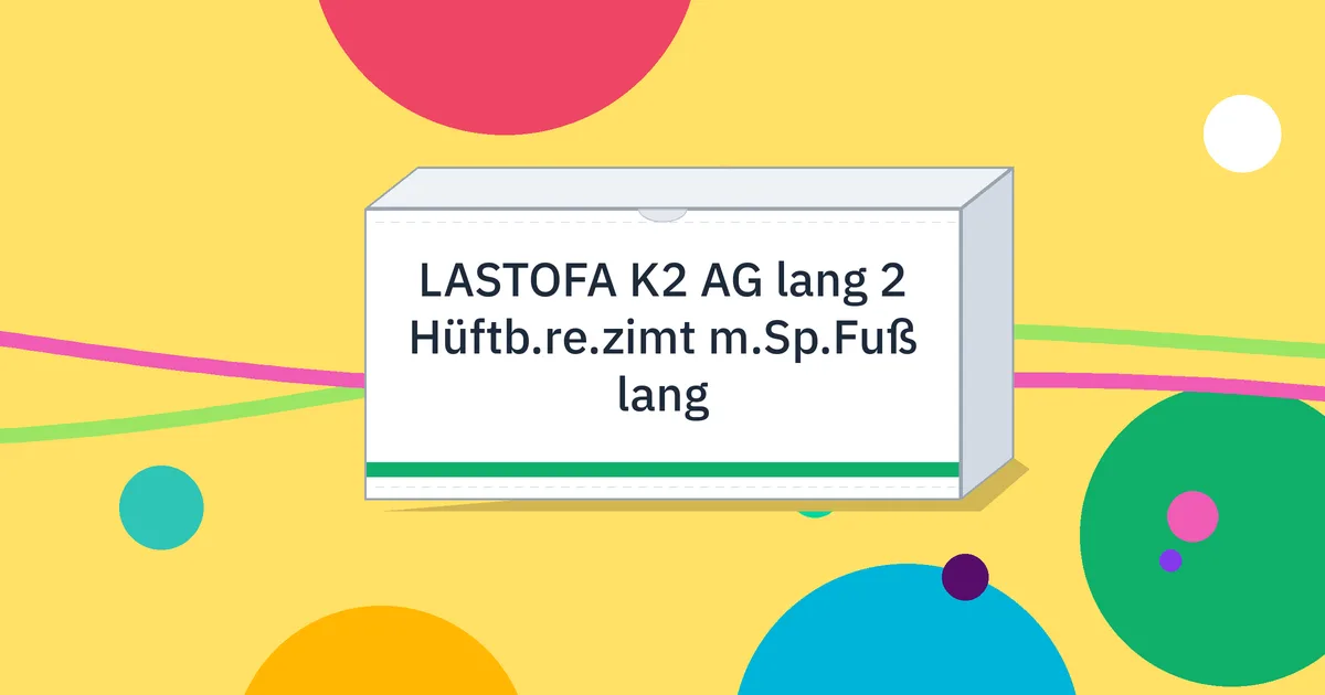 Symbolbild: Packung mit der Aufschrift LASTOFA K2 AG lang 2 Hüftb.re.zimt m.Sp.Fuß lang (PZN 13810798) – Verfügbarkeit und Bezug in Apotheken in Frankfurt am Main