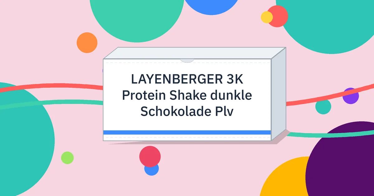 Symbolbild: Packung mit der Aufschrift LAYENBERGER 3K Protein Shake dunkle Schokolade Plv (PZN 18163820) – Verfügbarkeit und Bezug in Apotheken in Frankfurt am Main