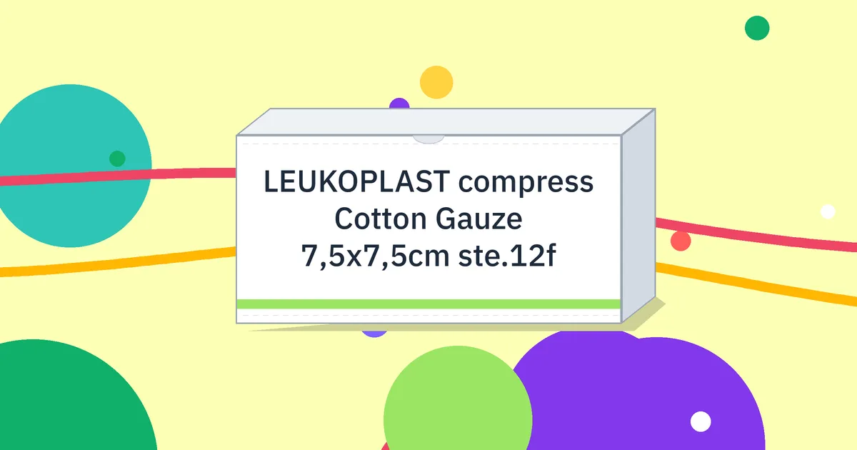 Symbolbild: Packung mit der Aufschrift LEUKOPLAST compress Cotton Gauze 7,5x7,5cm ste.12f (PZN 17207952) – Verfügbarkeit und Bezug in Apotheken in Frankfurt am Main