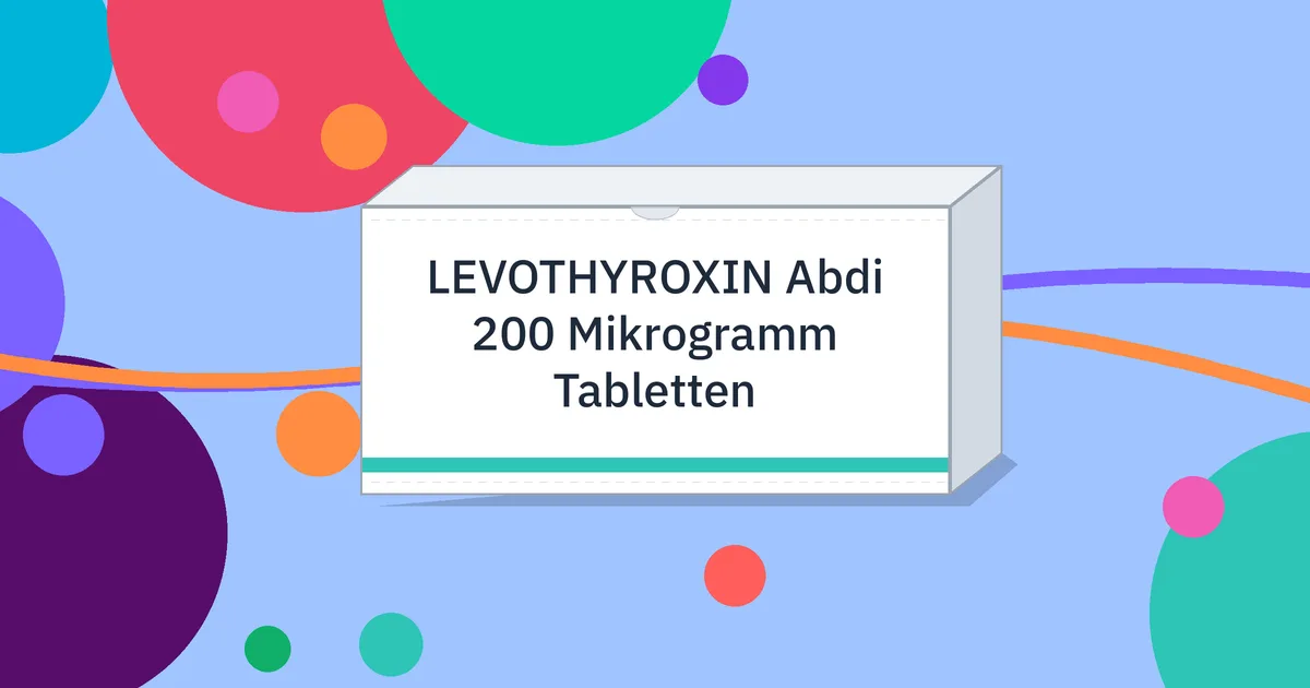 Symbolbild: Packung mit der Aufschrift LEVOTHYROXIN Abdi 200 Mikrogramm Tabletten (PZN 17888633) – Verfügbarkeit und Bezug in Apotheken in Frankfurt am Main