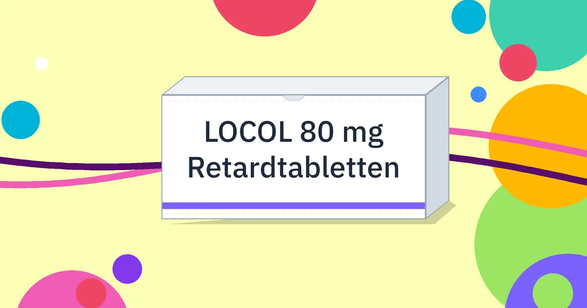 Symbolbild: Packung mit der Aufschrift LOCOL 80 mg Retardtabletten (PZN 12639173) – Verfügbarkeit und Bezug in Apotheken in Frankfurt am Main