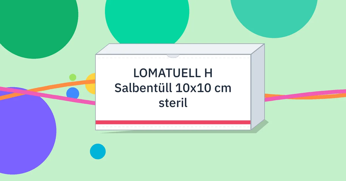 Symbolbild: Packung mit der Aufschrift LOMATUELL H Salbentüll 10x10 cm steril (PZN 20276419) – Verfügbarkeit und Bezug in Apotheken in Frankfurt am Main