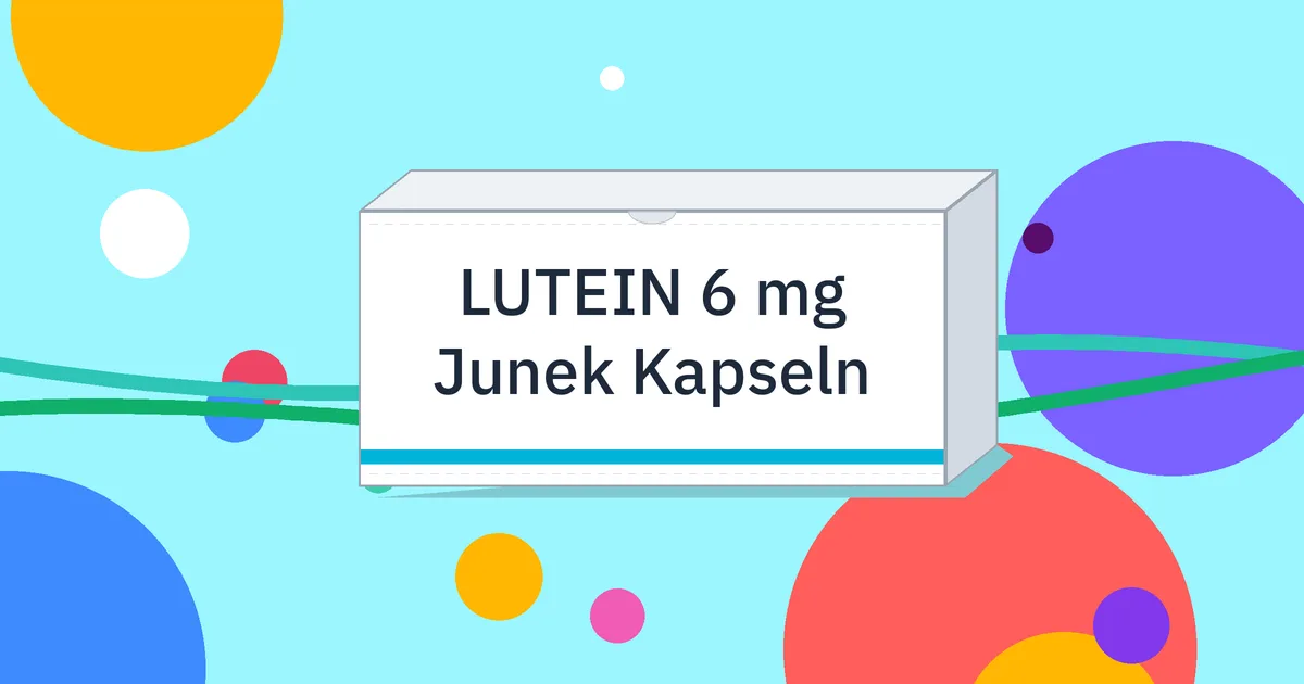 Symbolbild: Packung mit der Aufschrift LUTEIN 6 mg Junek Kapseln (PZN 10396393) – Verfügbarkeit und Bezug in Apotheken in Frankfurt am Main