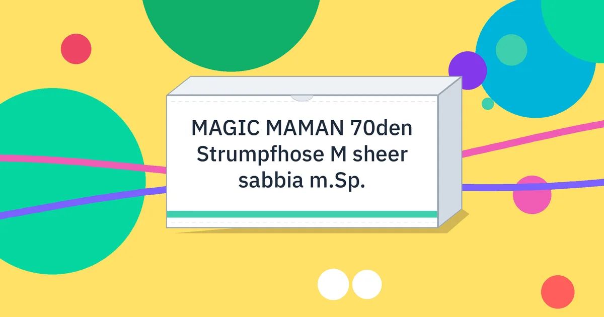Symbolbild: Packung mit der Aufschrift MAGIC MAMAN 70den Strumpfhose M sheer sabbia m.Sp. (PZN 16190356) – Verfügbarkeit und Bezug in Apotheken in Frankfurt am Main
