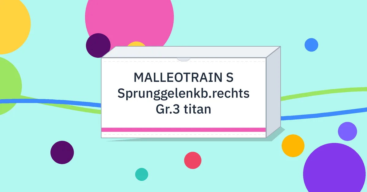Symbolbild: Packung mit der Aufschrift MALLEOTRAIN S Sprunggelenkb.rechts Gr.3 titan (PZN 10220671) – Verfügbarkeit und Bezug in Apotheken in Frankfurt am Main