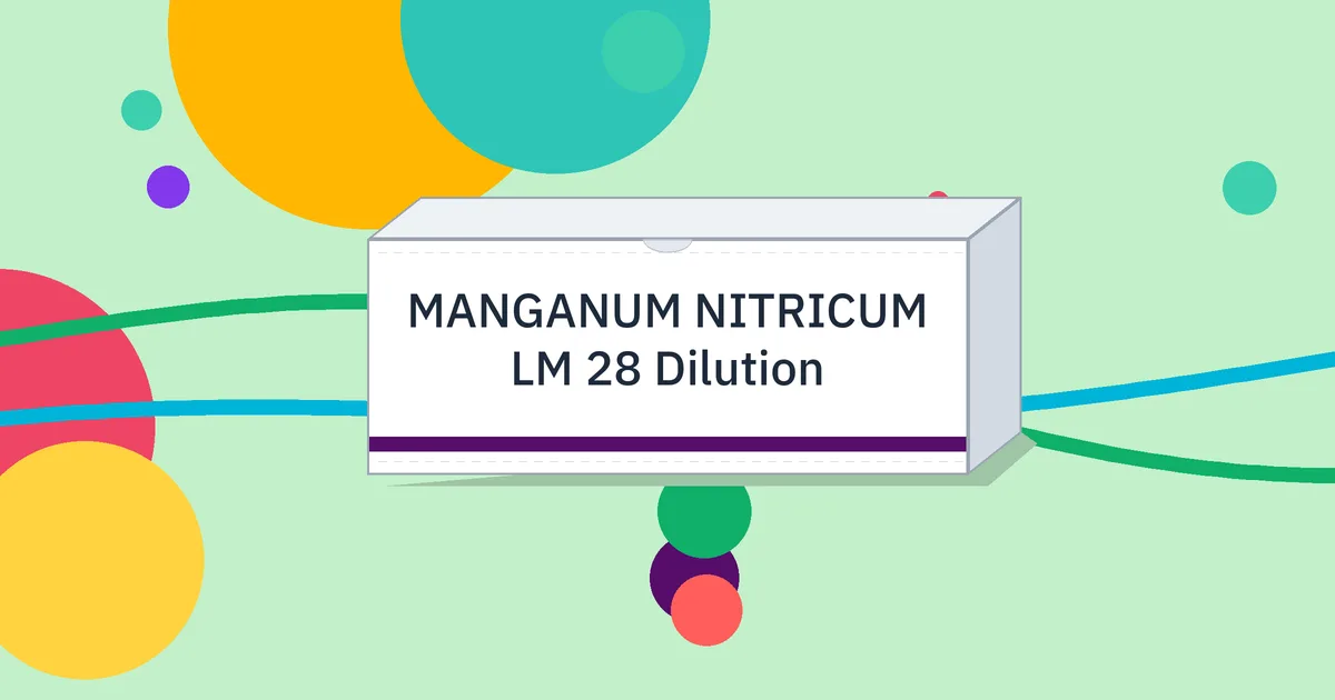 Symbolbild: Packung mit der Aufschrift MANGANUM NITRICUM LM 28 Dilution (PZN 12944350) – Verfügbarkeit und Bezug in Apotheken in Frankfurt am Main