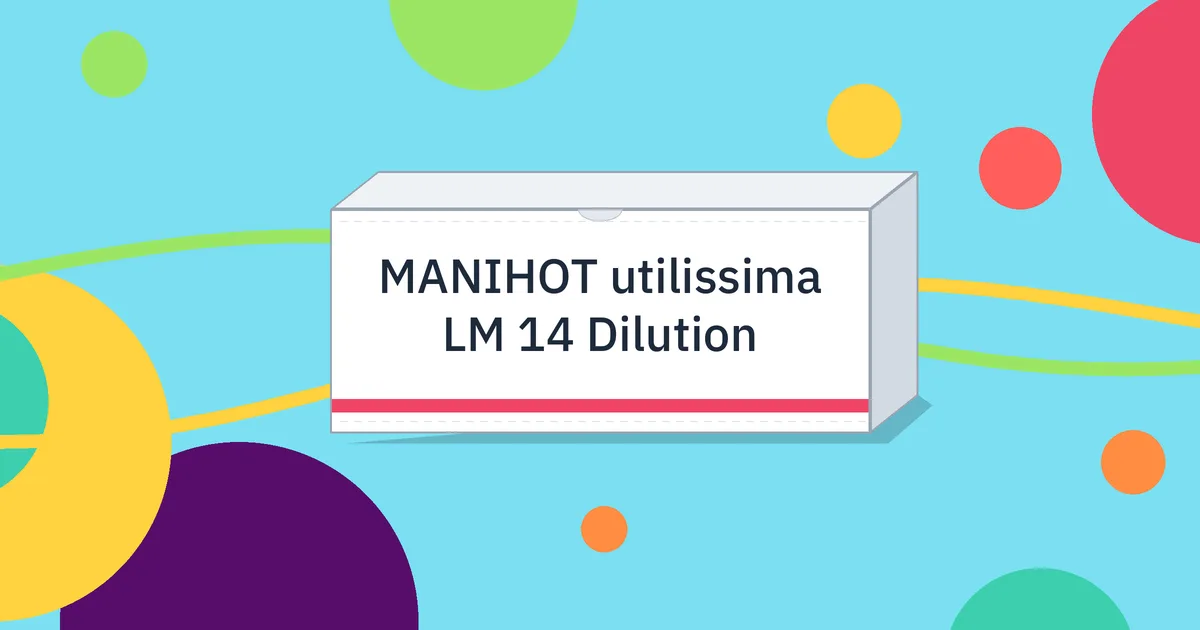Symbolbild: Packung mit der Aufschrift MANIHOT utilissima LM 14 Dilution (PZN 13600954) – Verfügbarkeit und Bezug in Apotheken in Frankfurt am Main