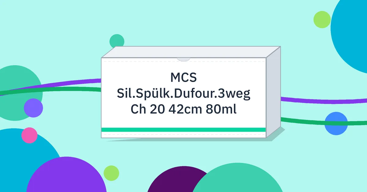Symbolbild: Packung mit der Aufschrift MCS Sil.Spülk.Dufour.3weg Ch 20 42cm 80ml (PZN 04802883) – Verfügbarkeit und Bezug in Apotheken in Frankfurt am Main