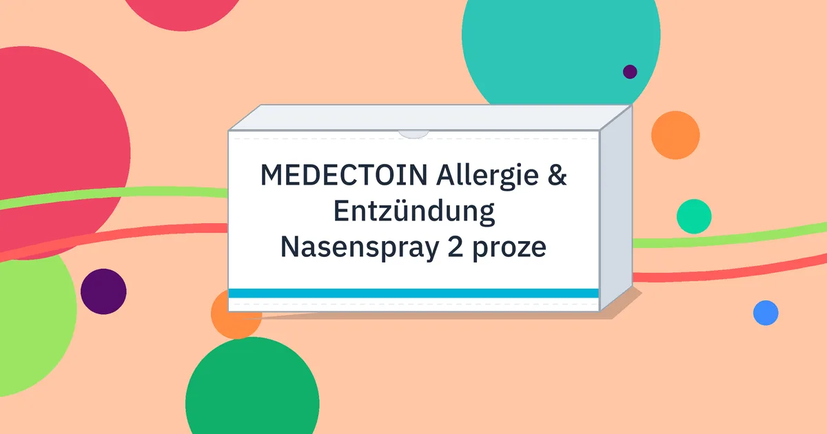 Symbolbild: Packung mit der Aufschrift MEDECTOIN Allergie & Entzündung Nasenspray 2 proze (PZN 20407577) – Verfügbarkeit und Bezug in Apotheken in Frankfurt am Main
