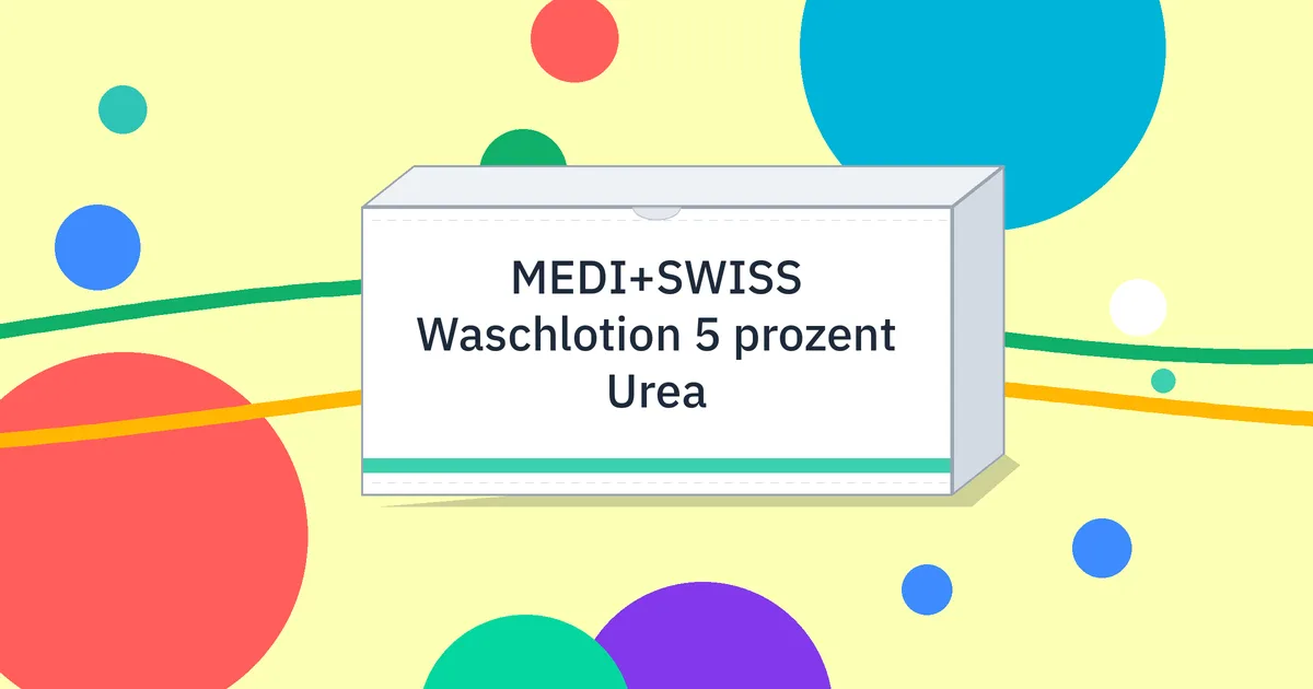 Symbolbild: Packung mit der Aufschrift MEDI+SWISS Waschlotion 5 prozent Urea (PZN 16907162) – Verfügbarkeit und Bezug in Apotheken in Frankfurt am Main