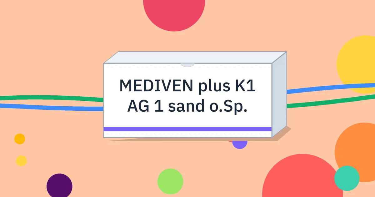 Symbolbild: Packung mit der Aufschrift MEDIVEN plus K1 AG 1 sand o.Sp. (PZN 18937836) – Verfügbarkeit und Bezug in Apotheken in Frankfurt am Main
