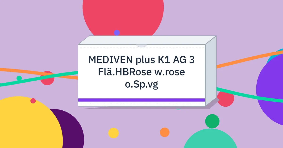 Symbolbild: Packung mit der Aufschrift MEDIVEN plus K1 AG 3 Flä.HBRose w.rose o.Sp.vg (PZN 15913634) – Verfügbarkeit und Bezug in Apotheken in Frankfurt am Main