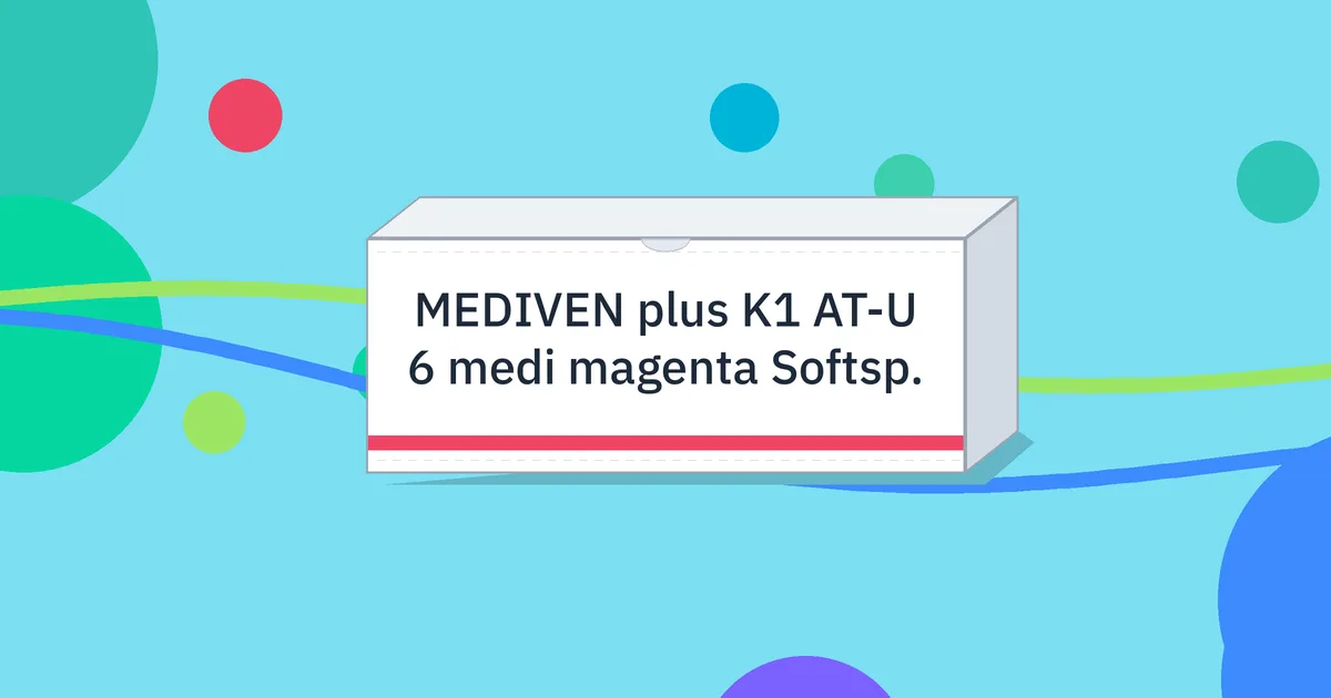 Symbolbild: Packung mit der Aufschrift MEDIVEN plus K1 AT-U 6 medi magenta Softsp. (PZN 15030952) – Verfügbarkeit und Bezug in Apotheken in Frankfurt am Main