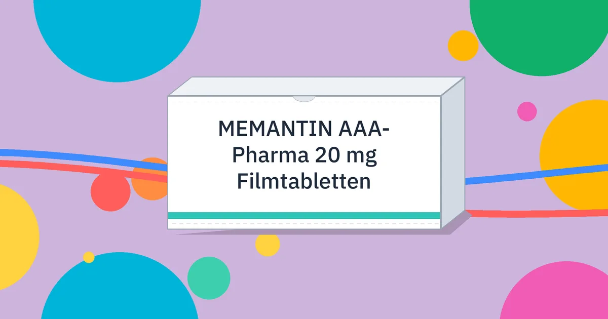 Symbolbild: Packung mit der Aufschrift MEMANTIN AAA-Pharma 20 mg Filmtabletten (PZN 08455705) – Verfügbarkeit und Bezug in Apotheken in Frankfurt am Main