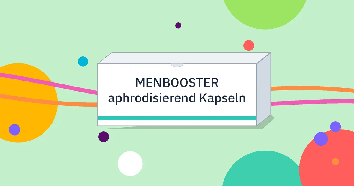 Symbolbild: Packung mit der Aufschrift MENBOOSTER aphrodisierend Kapseln (PZN 18709615) – Verfügbarkeit und Bezug in Apotheken in Frankfurt am Main