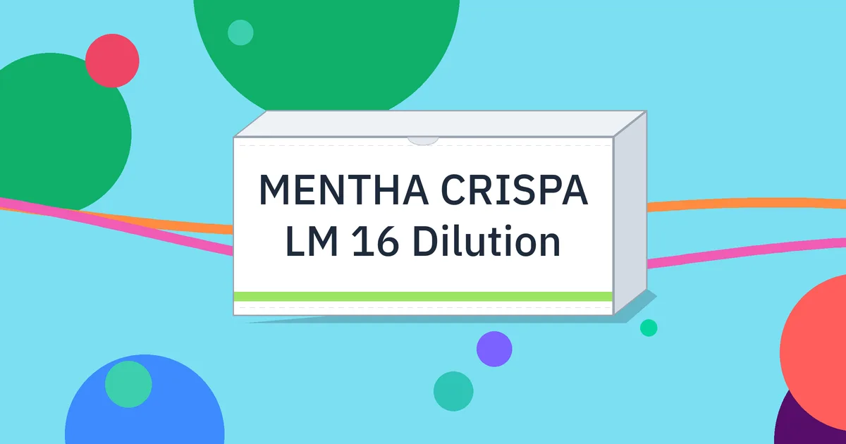 Symbolbild: Packung mit der Aufschrift MENTHA CRISPA LM 16 Dilution (PZN 13603800) – Verfügbarkeit und Bezug in Apotheken in Frankfurt am Main