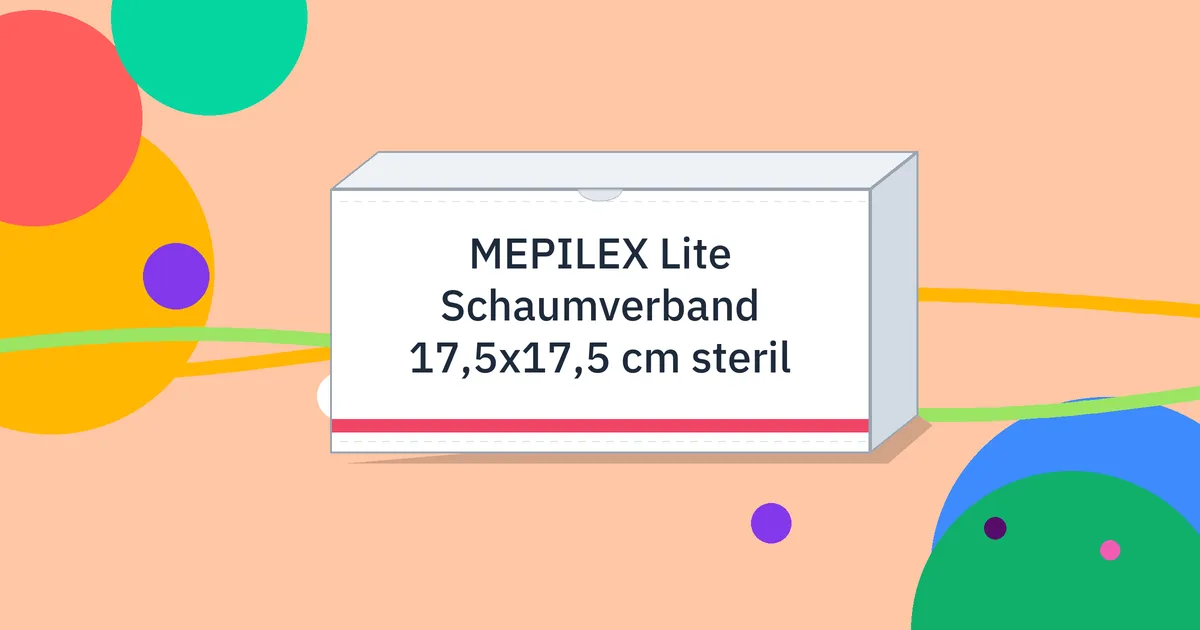 Symbolbild: Packung mit der Aufschrift MEPILEX Lite Schaumverband 17,5x17,5 cm steril (PZN 19078341) – Verfügbarkeit und Bezug in Apotheken in Frankfurt am Main