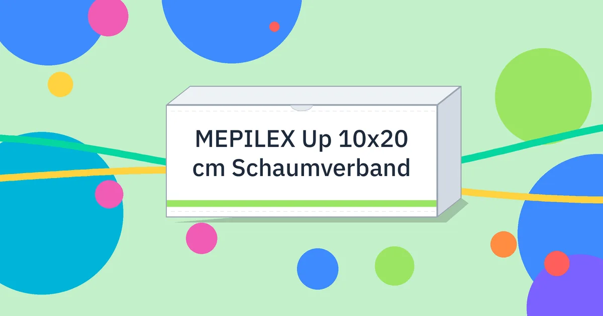 Symbolbild: Packung mit der Aufschrift MEPILEX Up 10x20 cm Schaumverband (PZN 20190534) – Verfügbarkeit und Bezug in Apotheken in Frankfurt am Main